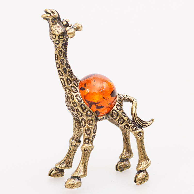 Giraffe Brass & Amber Figurine | Product sku S-117125