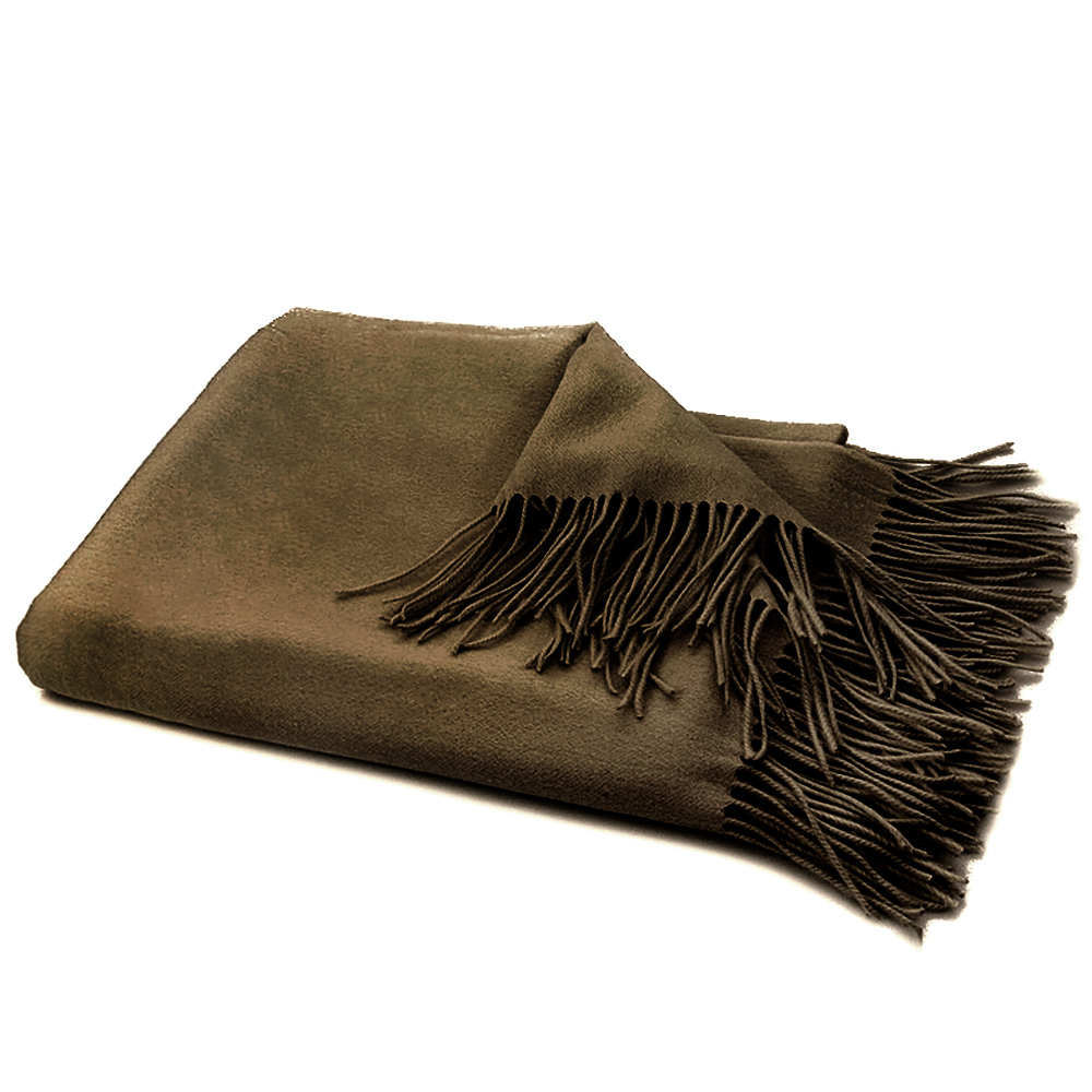 Milk Chocolate Wool Cashmere Throw Blanket