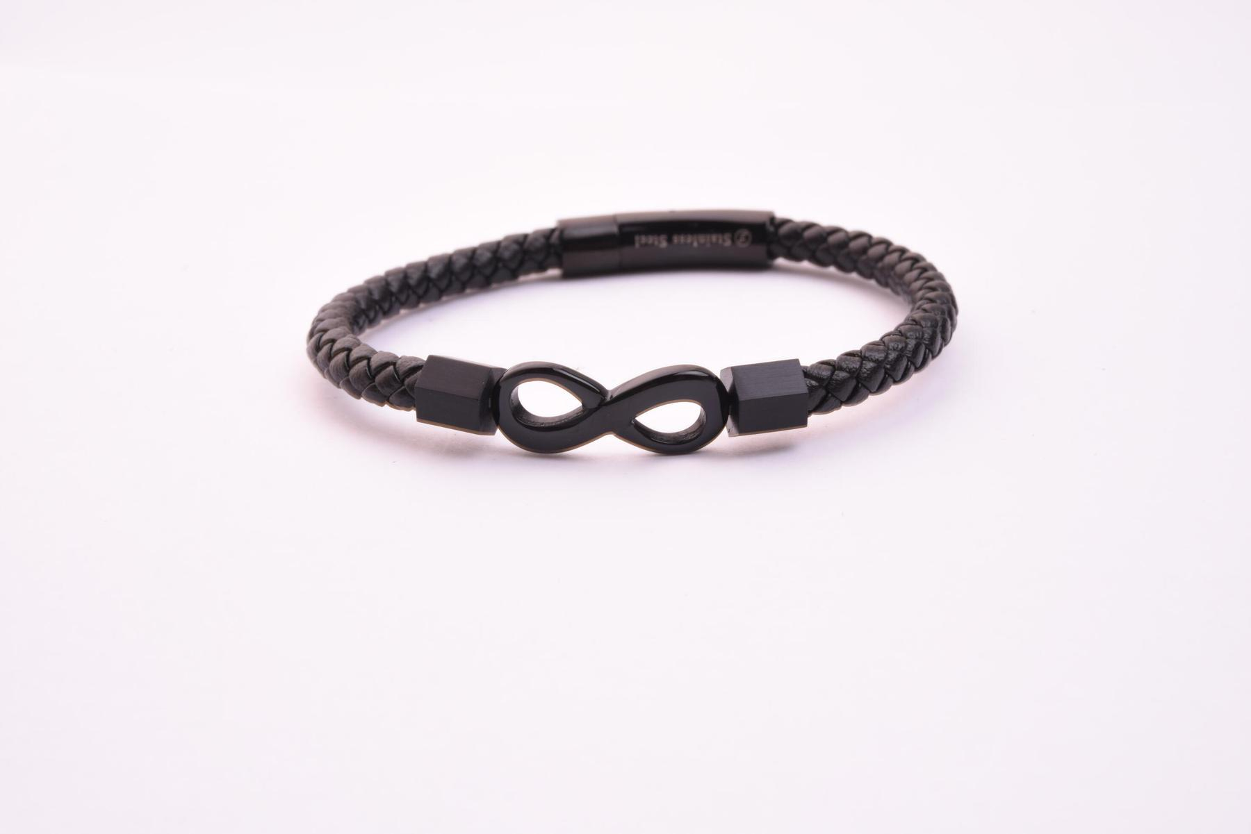 Men's Black Braided Bracelet with Infinity Sign | Product sku Y-186926