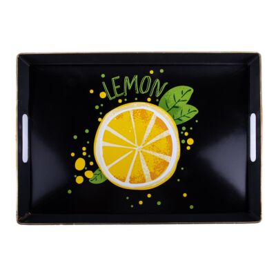 Lemons and Stripes Oval Tray