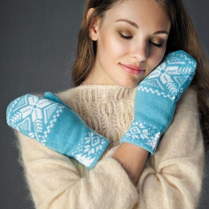 Women's Goat Down Mittens (blue, 18)