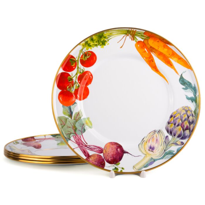 Vegetable Garden Enameled Serving Plate Set of 4