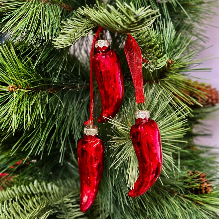 Red Hot Pepper Glass Christmas Tree Ornament