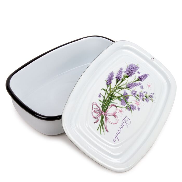 Lavender Bouquet Enamelware Food Storage Container with Lid