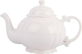 40oz white short round teapot