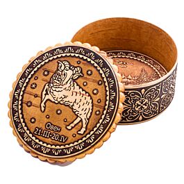 Aries Round Birch Bark Box