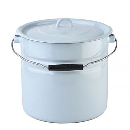 Granite Light Blue Enamel Cylindrical Bucket with Lid 12.7-qt